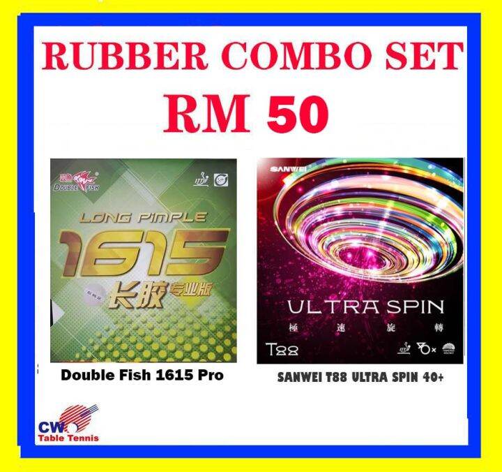 SANWEI T88 ULTRA SPIN + DOUBLE FISH 1615 PRO LONG PIMPLE SET TABLE ...