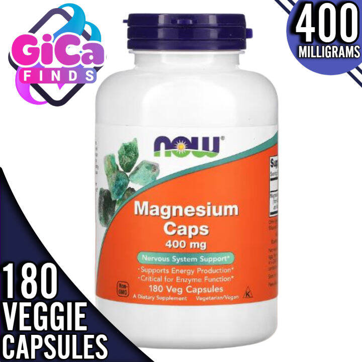 NOW Foods, Magnesium Caps, 400 mg, 180 Veg Capsules | Lazada PH