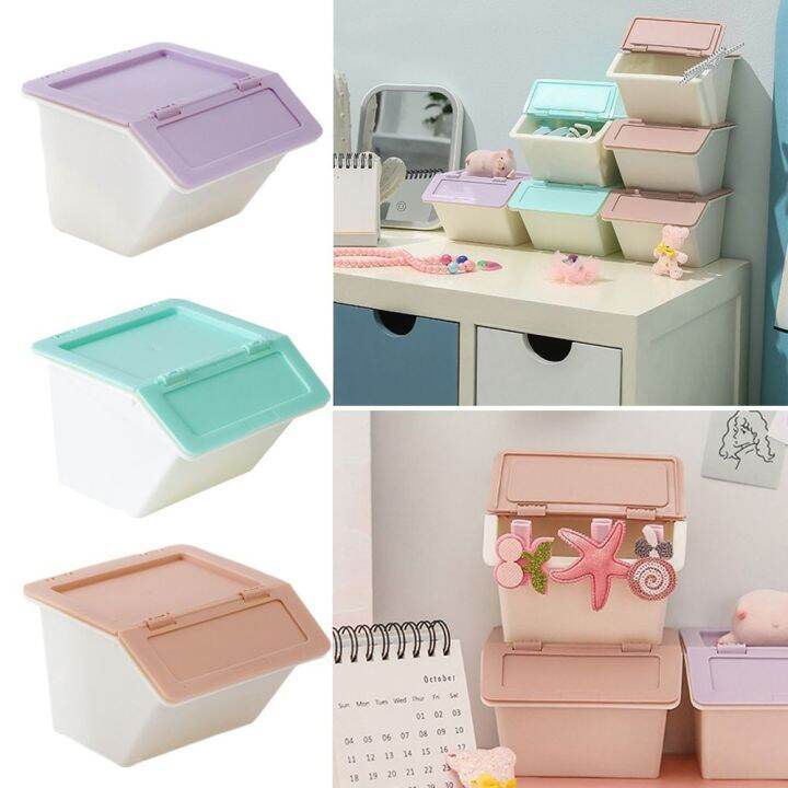 Creative Mini Storage Box Stackable Front Opening Storage Box for Desk ...