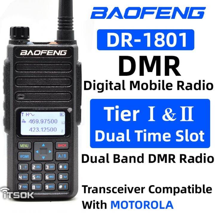 Baofeng DR-1801 UV DMR Walkie Talkie Tier 1&2 Tier2 Dual Time Slot Upgrade Digital Analog Ham ...