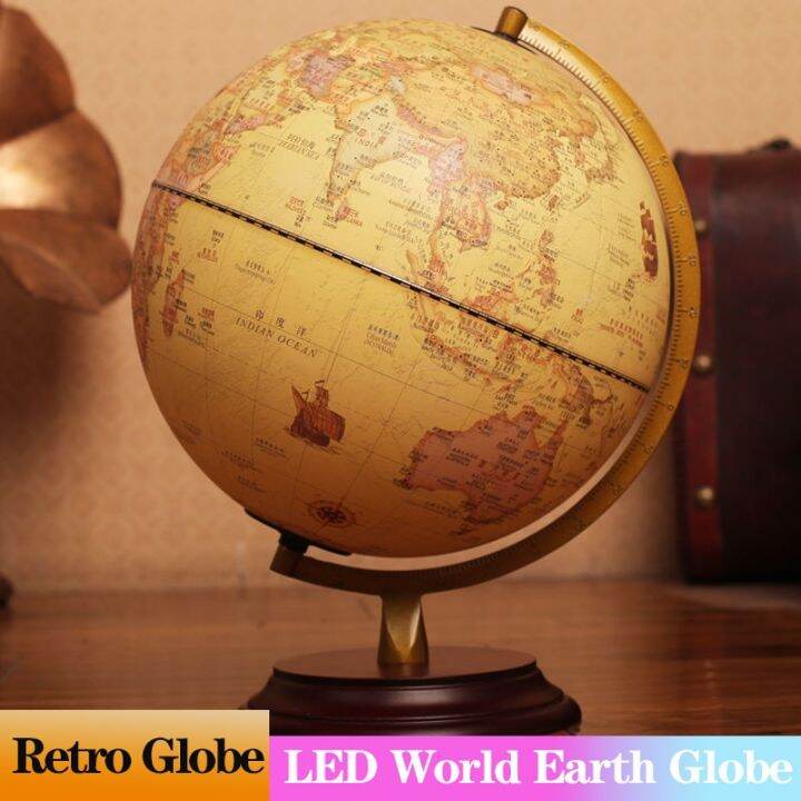 32Cm Retro LED World Earth Globe Map 360 Degree Rotating World ...