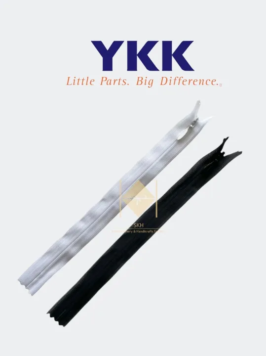 YKK 2CC CONCEAL® Zipper 10" Black White / YKK Zip Sorok Putih Hitam | Lazada