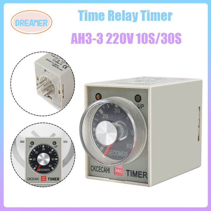 AC 220V Timer Relay AH3-3 Delay Timer 10S 60S With Base | Lazada PH