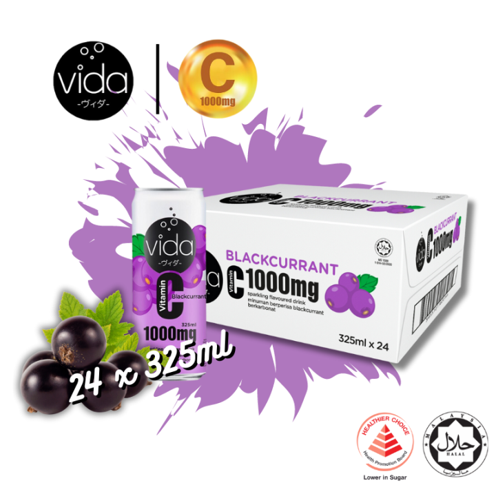[Vida][1000mg] Blackcurrant 325ml x 24 | Lazada Singapore