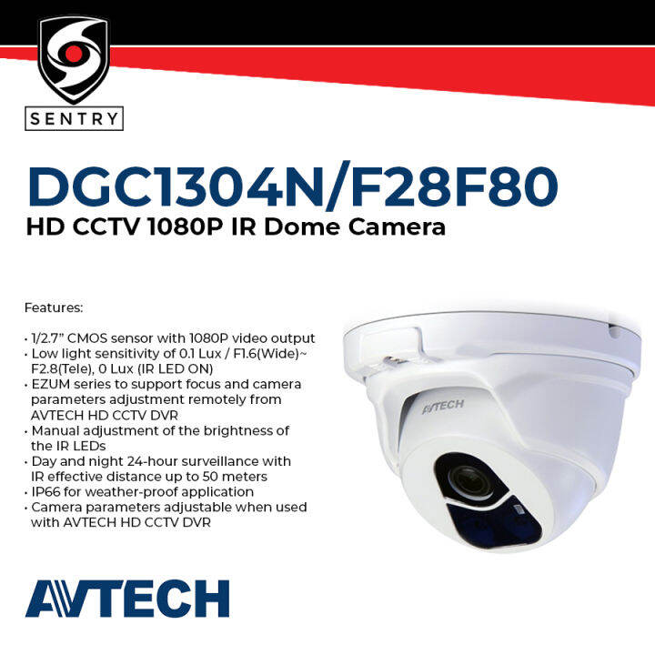 AVTECH DGC1304 HD CCTV 1080P IR Dome Camera | Lazada PH
