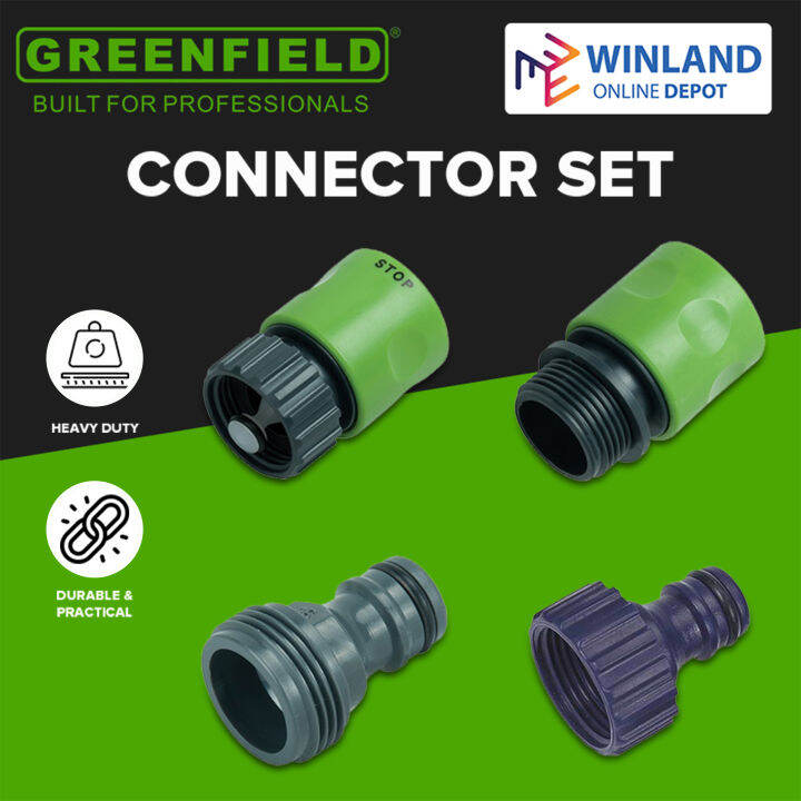 GREENFIELD by Winland Plastic Garden Hose Spray Connector Adaptor Set ...