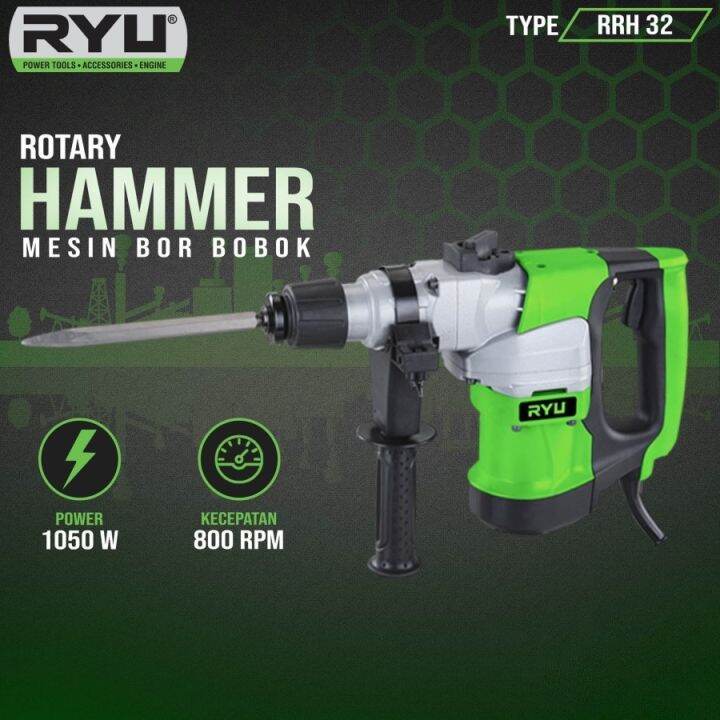 RYU Rotary Hammer Drill Demolition Hammer Bor Tembok Bor Beton RRH32 ...