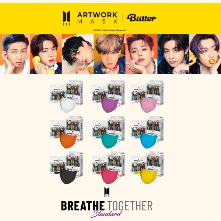 [Official] BTS x DYNAMITE DOBU 3PLY Face Mask, Breathe Together Standard (1Box/10pcs), FDA, Made ...