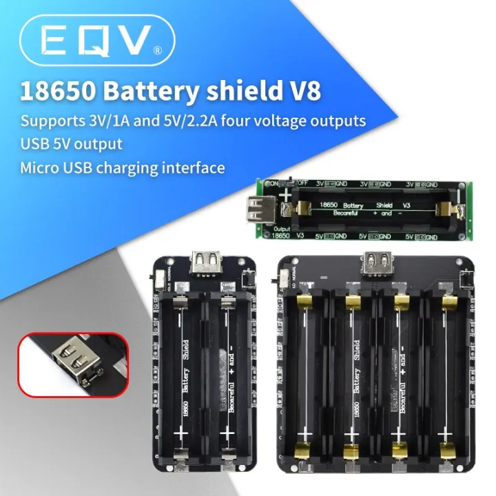 Two Voltage 18650 Lithium Battery Shield V8 Mobile Power Expansion Board Module 5V/3A 3V/1A ...