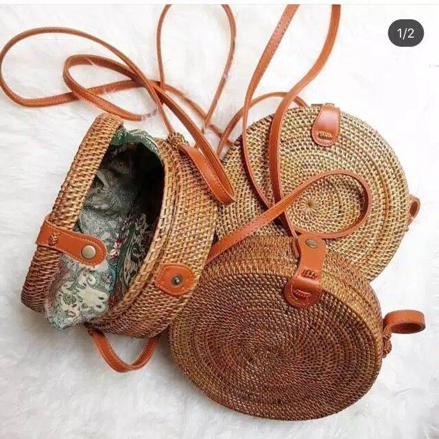 Tas rotan klip tali kulit-tas etnik bali | Lazada Indonesia