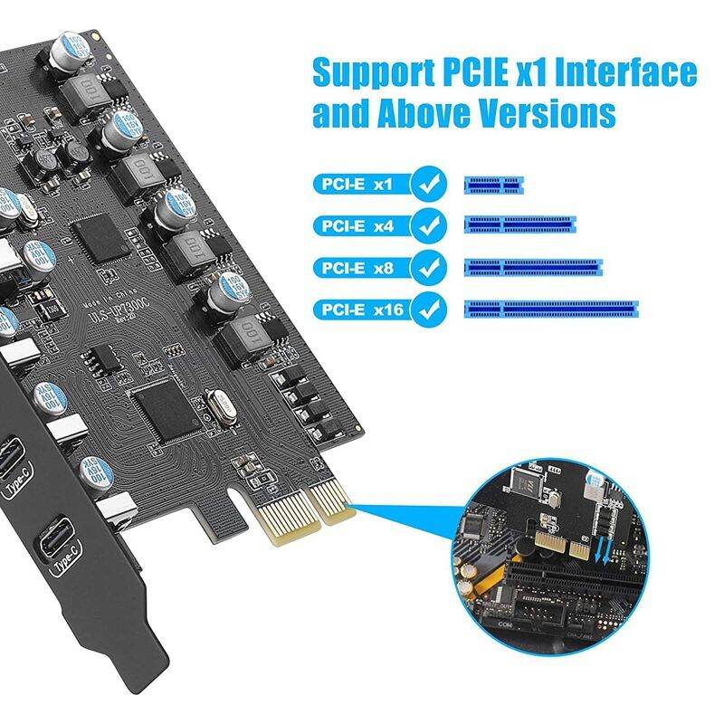 PCI Express USB Add on Card PCIE Adapter Card for Desktop PC Host Card ...