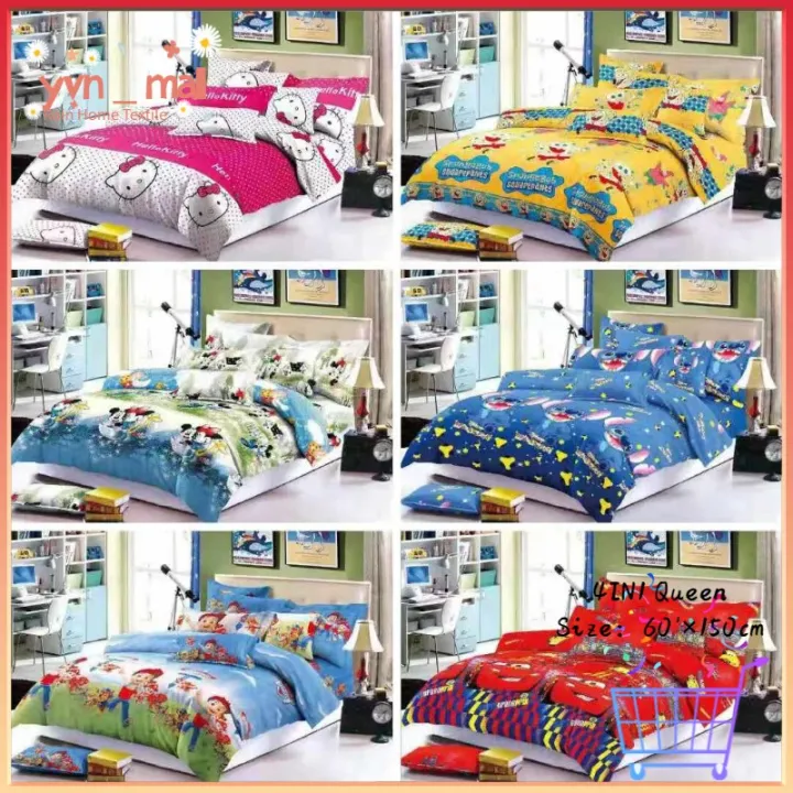 Bunk Bed With Cabinet SCS ️Cartoon Bed Sheet 4IN1-Queen-COD | Lazada PH