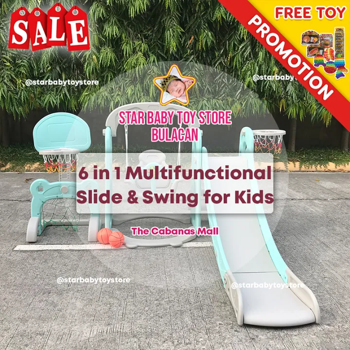 Star Baby Toy Store 6 in 1 Activity Center Kids Slide with Swing and ...