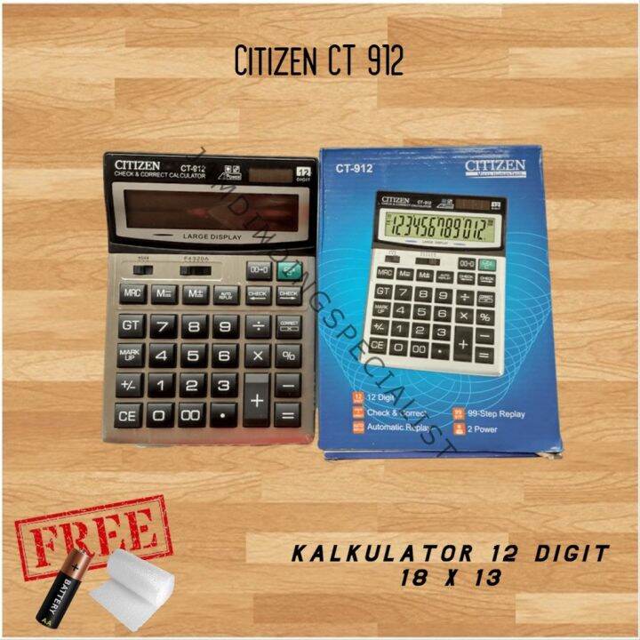 Kalkulator Mesin Hitung Besar Jumbo Kantor Dagang Sekolah 12 Digit 18cm ...