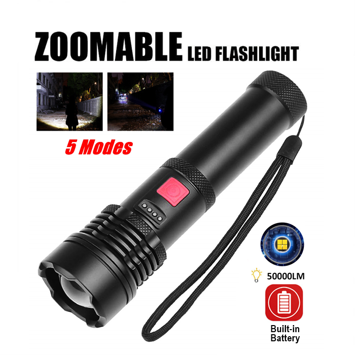50000 lumens XLamp XHP50 most powerful flashlight usb Zoom led torch ...