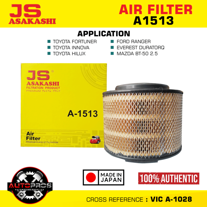 JS Asakashi A1513 Air Filter for Toyota Fortuner, Innova, Hilux, Ford ...