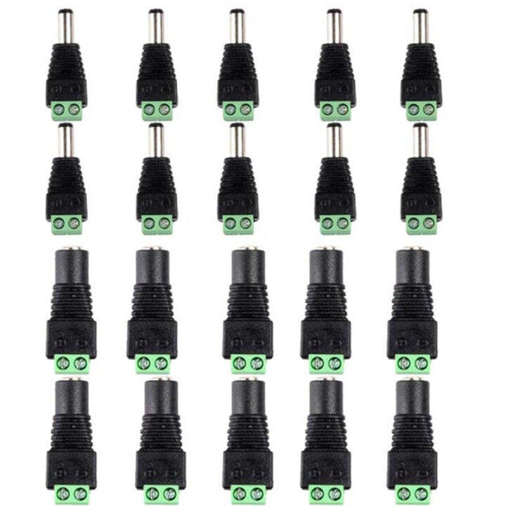 10 pairs DC 12V 24V Male Female Connectors 2.1*5.5mm Power Plug Adapter ...