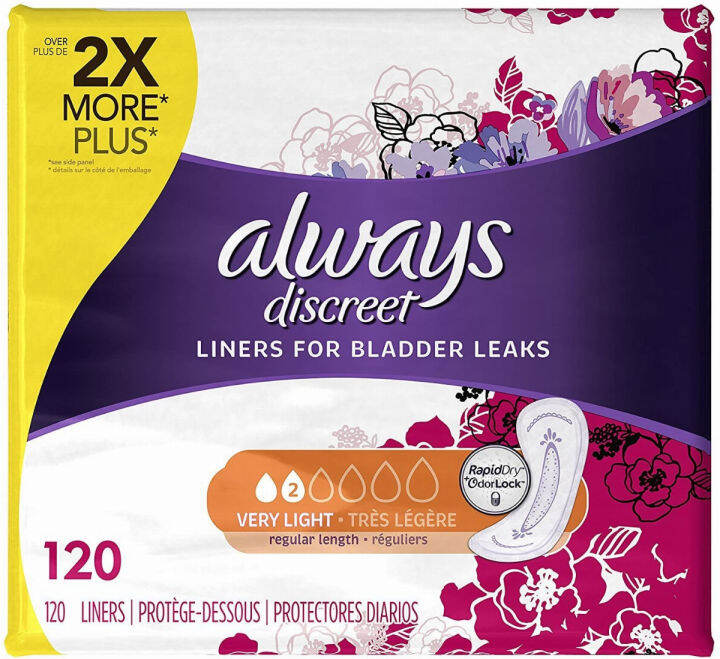 Always Discreet, Incontinence Liners for Women, Very Light, Regular ...