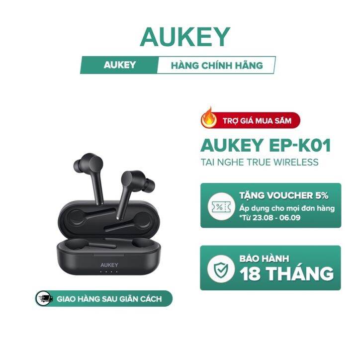 Giao Hàng Sau Giãn Cách | Tai Nghe AUKEY EP-K01 Lite Bass Booster, BT 5.0, Chống Nước IPX5, Pin ...