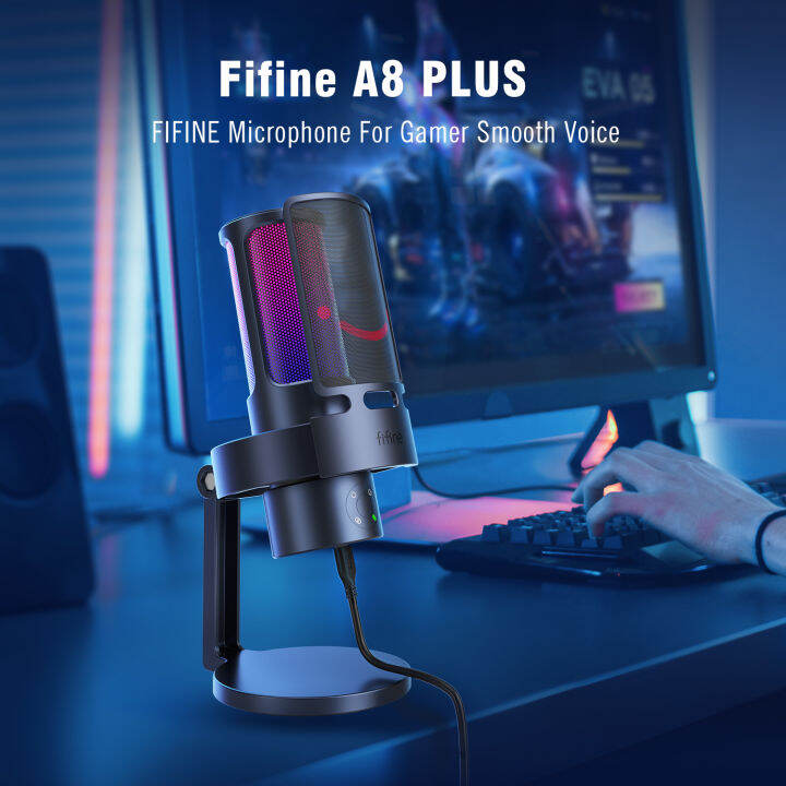 FIFINE Ampligame A8 PLUS USB MIC with Controllable RGB,3 Capsules 4 ...