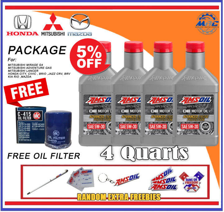 AMSOIL OE Motor Oil 5W-30 Fully Synthetic GASOLINE ENGINE oil 4 Quarts ...