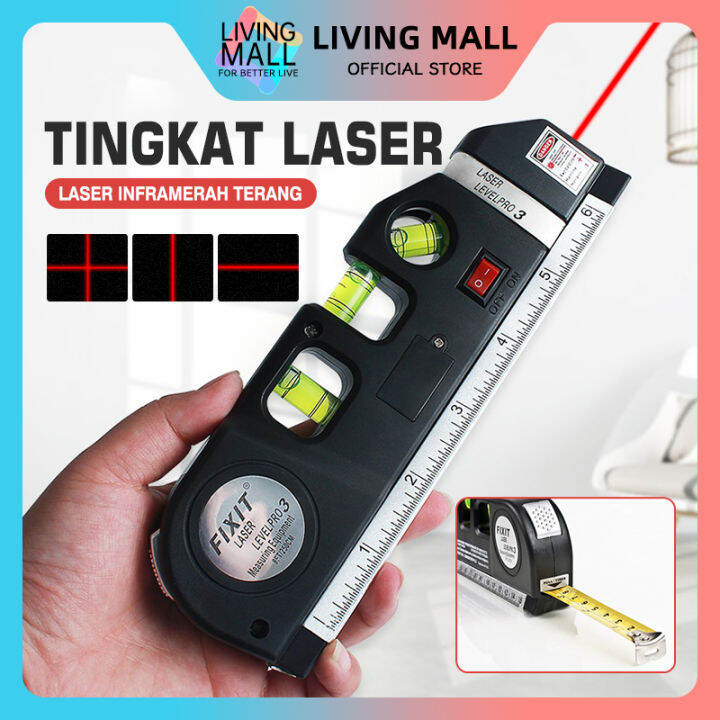 Tingkat Laser Dengan Penggaris Meteran 250cm (FREE Baterai) / Fixit ...
