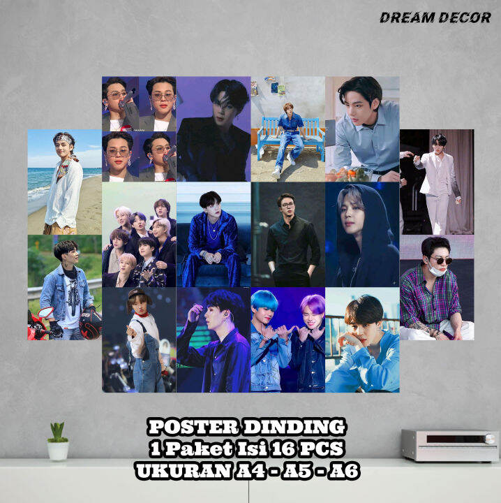 (Isi 16 PCS) Poster Dinding Kamar Aesthetic Bahan Glossy Kilau Poster ...