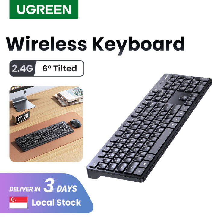 UGREEN KU004 Wireless Keyboard USB 2.4G Plug-and-Play, Full-Size, Spill ...