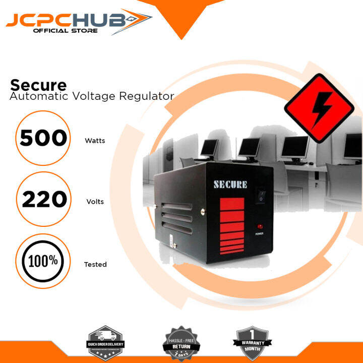 Secure AVR 500 Watts 3X 220V Socket Automatic Voltage Regulator for PC ...