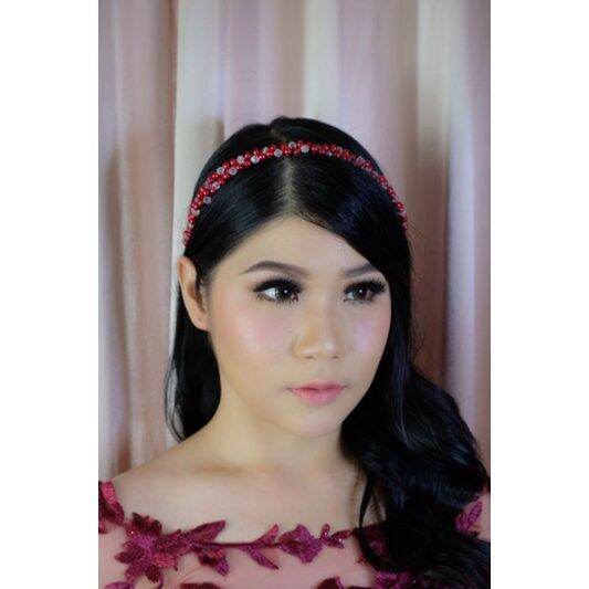 bando merah headpiece hijab hiasan rambut warna merah | Lazada Indonesia