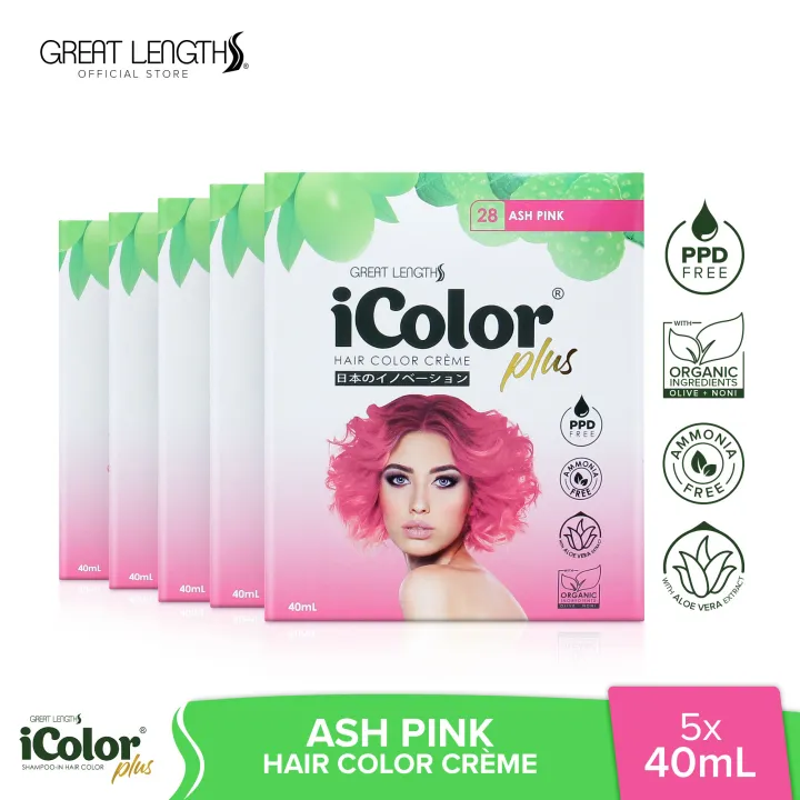 iColor Plus Hair Color Crème Ash Pink 40ml x 5 Sachets | Lazada PH