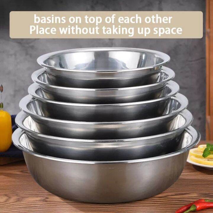 304 stainless steel large basin round vegetable basin thickened ...
