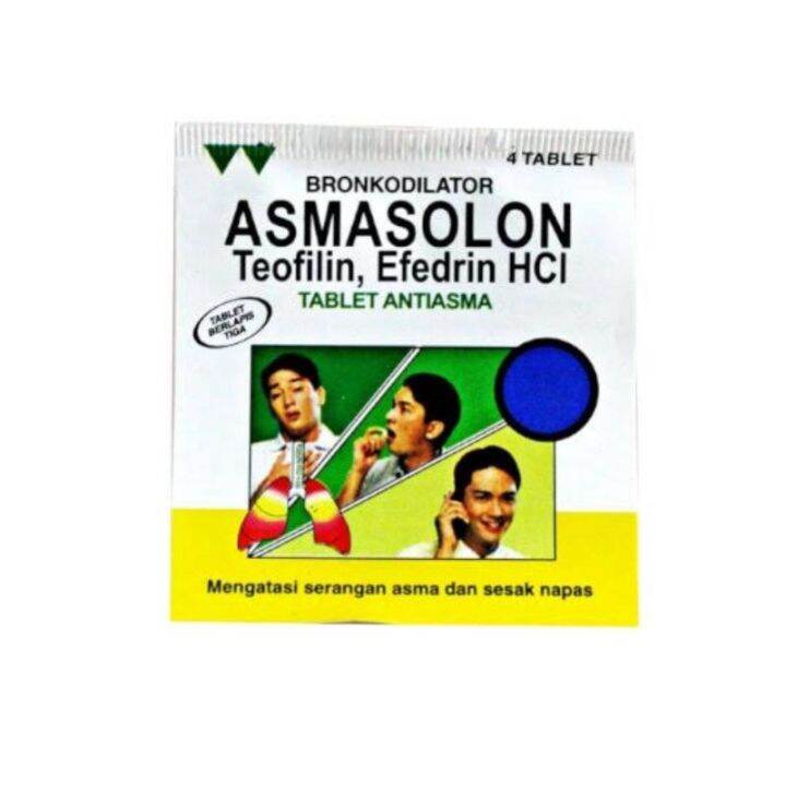 Asmasolon tablet 1 strip isi 4 tablet obat antiasma dan sesak napas ...