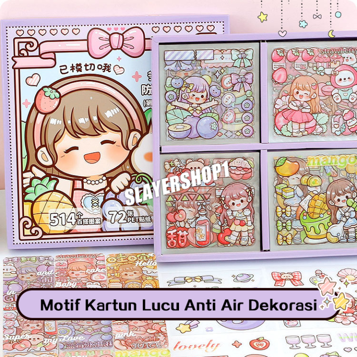 1 pack isi 100 Lembar Pcs Stiker Box Merk SENMU SEN MU Momo Stiker Set ...