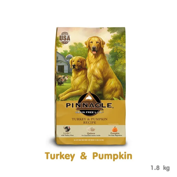 (ฟรีค่าจัดส่ง) Pinnacle Grain Free Turkey&Pumpkin 1.8kg (4lbs) อาหาร ...
