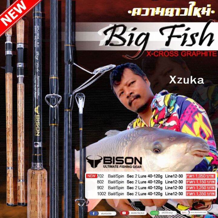 คันเบ็ดตกปลาคันไบสันบิ๊กฟิช คันBISON Big Fishสุดยอดคันกราไฟต์ลายX-CROSS ...