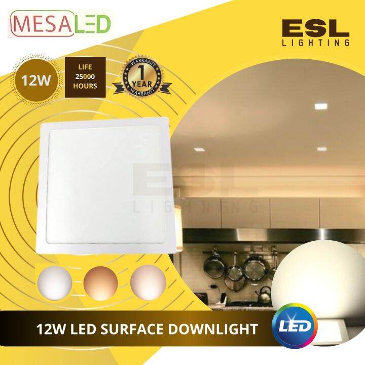ESL LIGHTING MESALED LED 12Watt LED Surface Downlight Square Ceiling ...