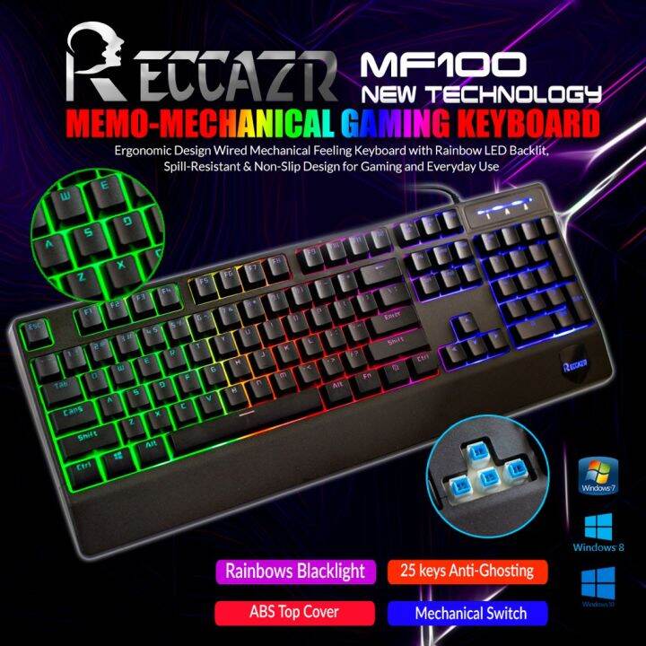 Reccazr Premium MF100 KEYBOARD 100% REAL Mechanical Keyboard with RGB ...