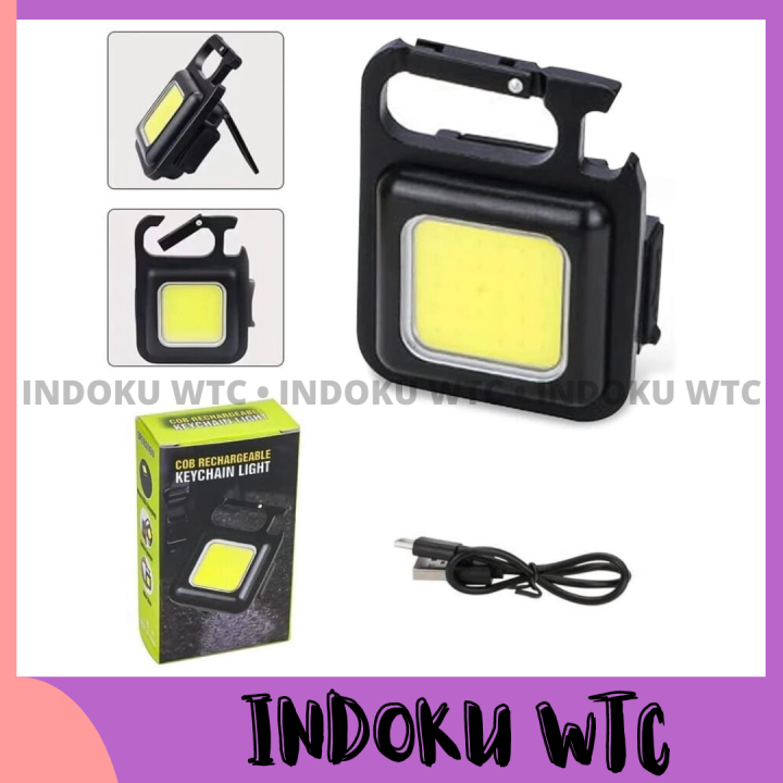 Mini Senter COB Rechargeable Keychain Led Senter Saku Portabel dengan ...