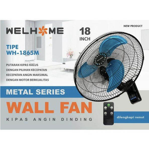 Welhome Kipas Angin Dinding + Remote 18" inch WH 1865M Baling besi ...