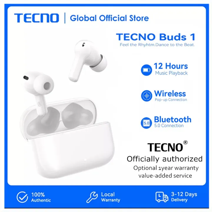 { PHK } Tecno Buds 1, Model BD01, Wireless Earphones 5.0 Bluetooth, 8 ...