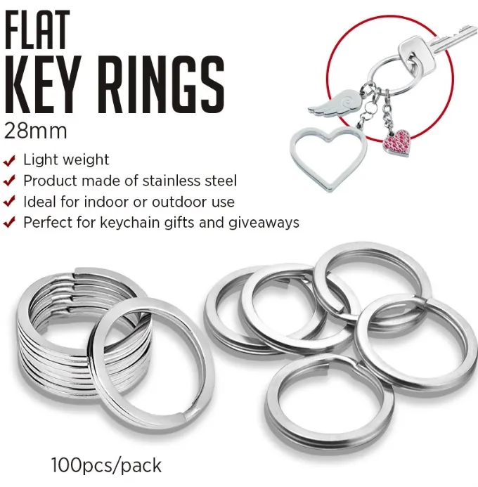 Split Key Rings 22mm (100 pcs per pack) and Flat Key Rings 28mm (100 ...