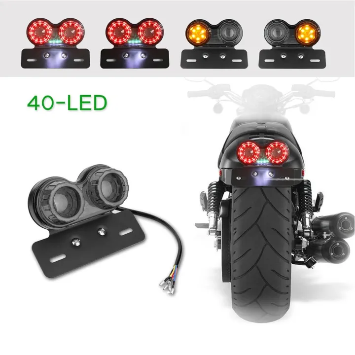 SL Retro LED รถจักรยานยนต์คู่ Dual ไฟท้ายไฟเบรกรถป้ายทะเบียน Integrated ...