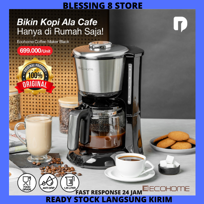 Ecohome Coffee Maker Black ECM 333 Mesin Pembuat Kopi Otomatis | Lazada ...