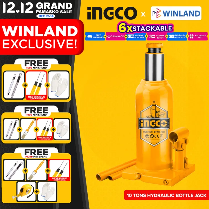 INGCO by Winland Hydraulic Bottle Jack 10 Tons HBJ1002 | Lazada PH