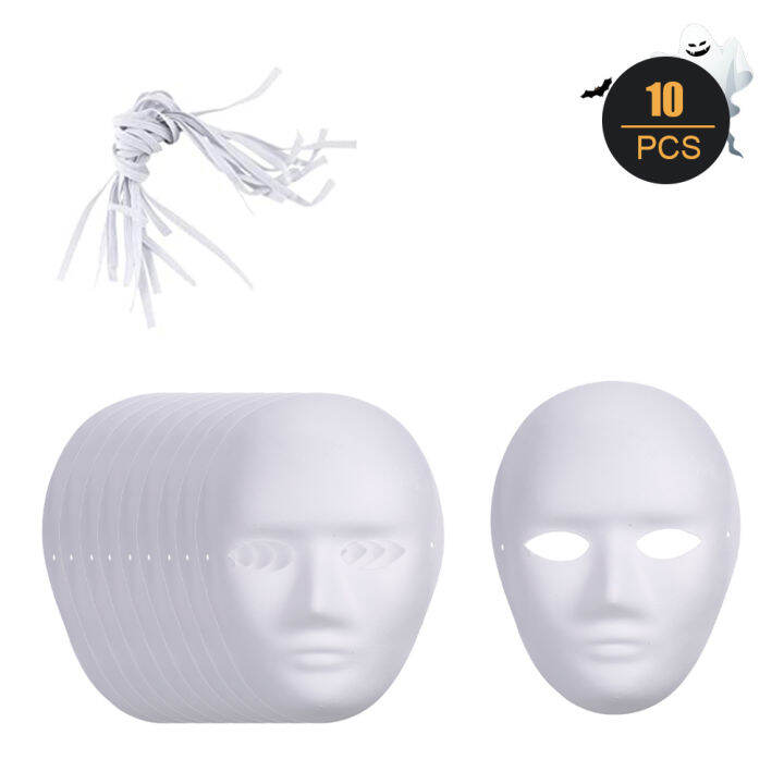 Halloween DIY White Paper Masks Pulp Blank Hand Painted Masks ...