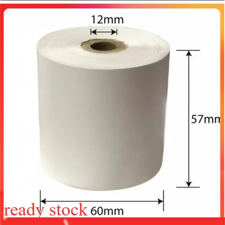 57mm x 60mm Thermal Receipt (10 Rolls) / Paper Roll Kertas Cash ...