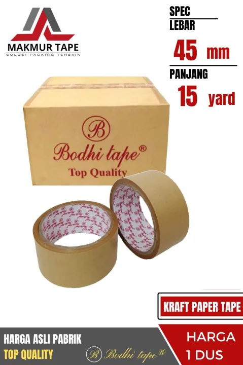 LAKBAN KERTAS KRAFT PAPER TAPE 45MM X 15 YARD BODHI TAPE 1 DUS 72 ROLL ...