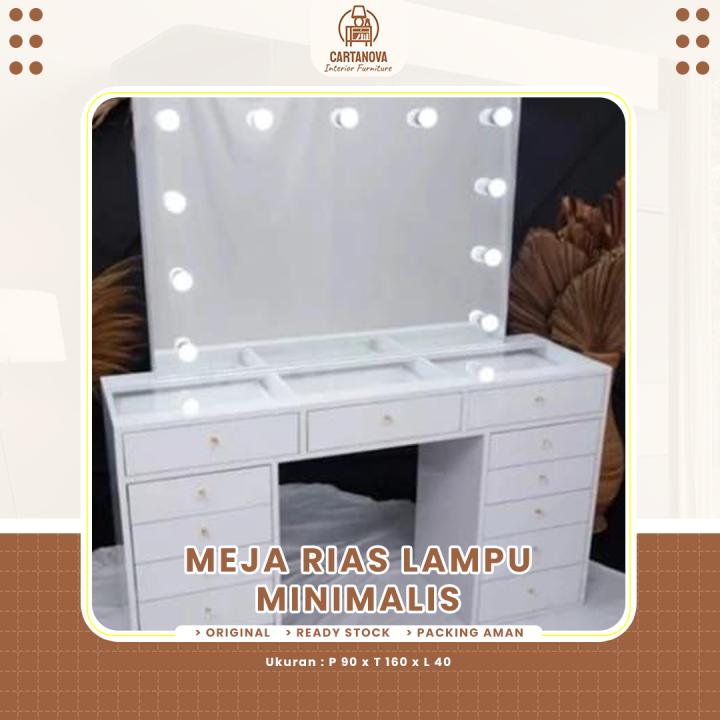 Meja Rias Cermin Lampu Vanity Mirror Frameless LED Makeup MUA Studio ...