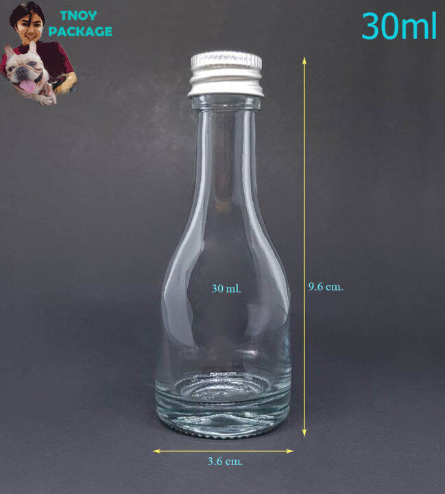 ขวด 30 มล. (12ใบ) ขวดแก้วใส 30ml ขวดแก้ว 30cc ฝาโลหะ + จุกปิดเบอร์1 ร้านTnoy Package (ส่งสินค้า ...